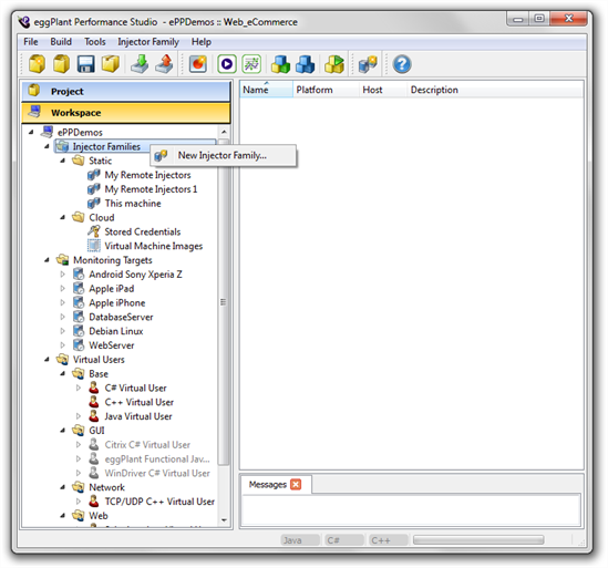 The Create an Injector Family Wizard